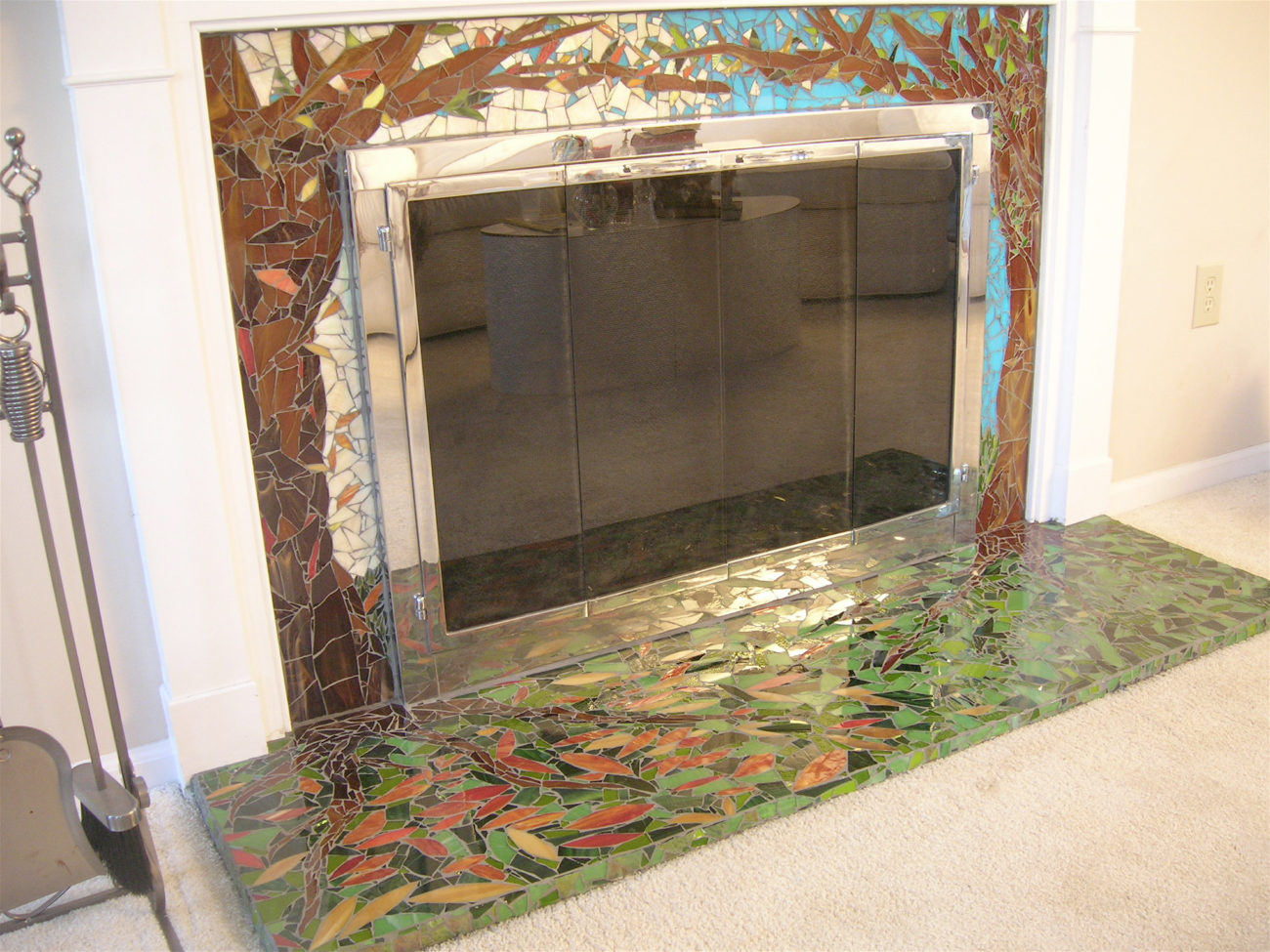 Enchanted Forest Fireplace | Modern Mosaic Arts